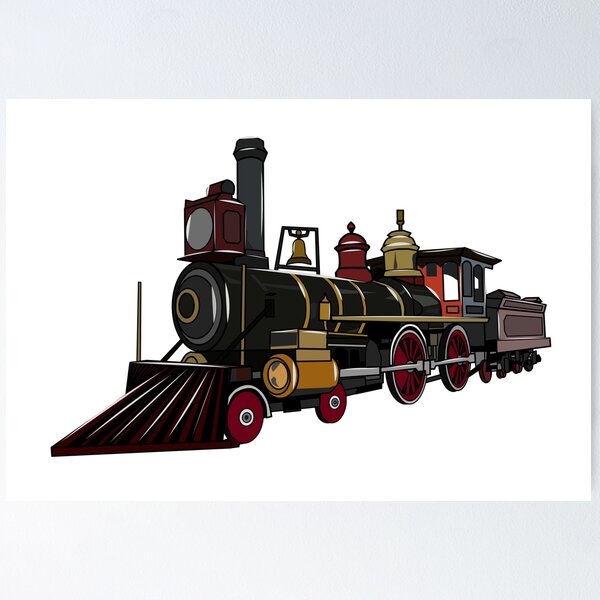 "Steam locomotive cartoon illustration" Poster for Sale by Misscartoon ...