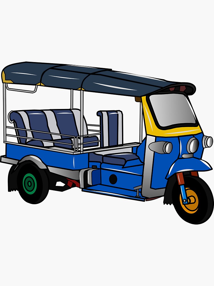 "Tuk tuk cartoon illustration" Sticker for Sale by Misscartoon | Redbubble