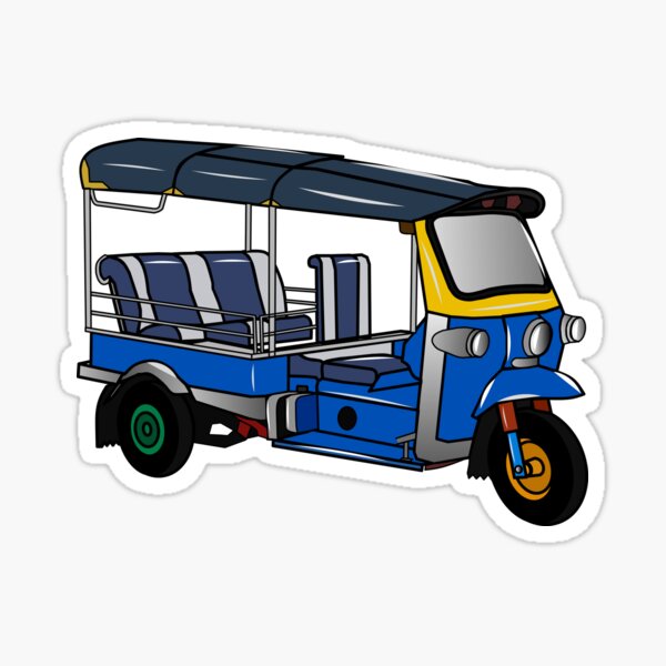 "Tuk tuk cartoon illustration" Sticker for Sale by Misscartoon | Redbubble