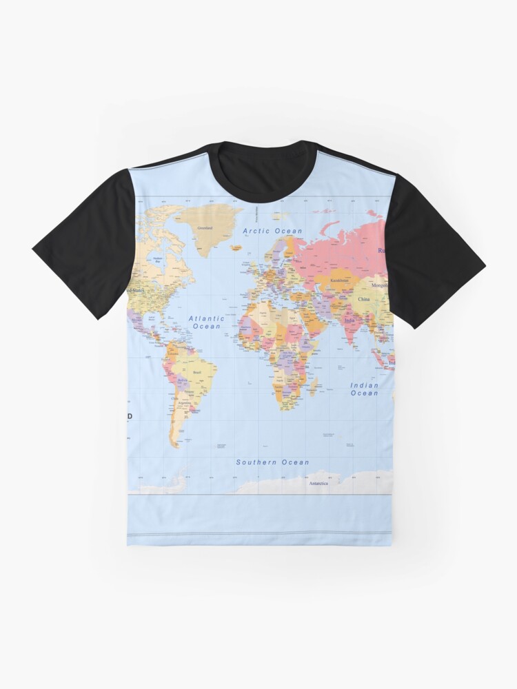 "World Map" T-shirt for Sale by Lena127 | Redbubble | political graphic ...