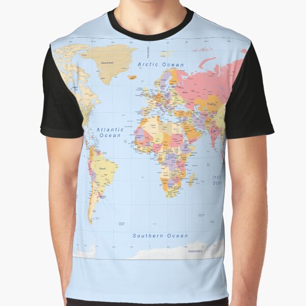 "World Map" T-shirt for Sale by Lena127 | Redbubble | political graphic ...