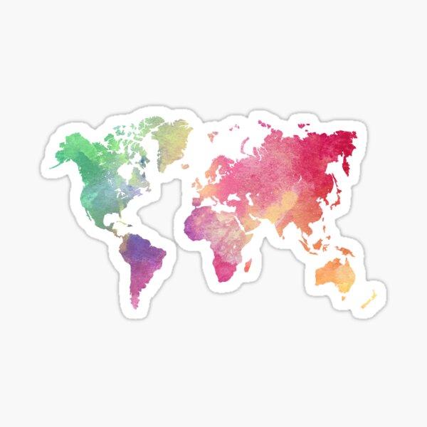 "Watercolor World Map" Sticker by hrubiks | Redbubble