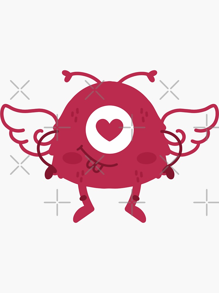 "Heart Monsters - Monster With Wings" Sticker for Sale by stylishdzign ...