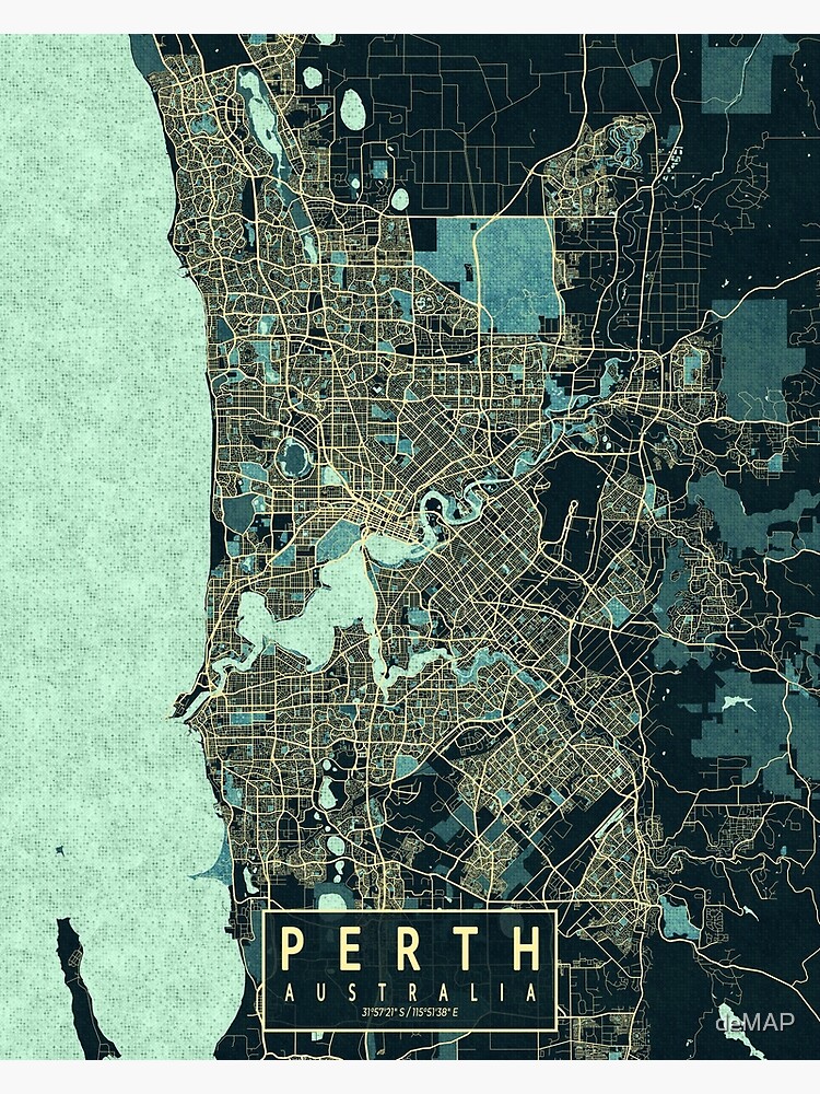"Perth City Map of Australia - Summer" Poster for Sale by deMAP | Redbubble