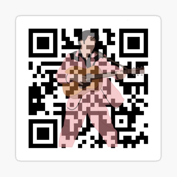 "Baby, Let's Play House Elvis Pink Suit Scene QR Code" Sticker for Sale ...