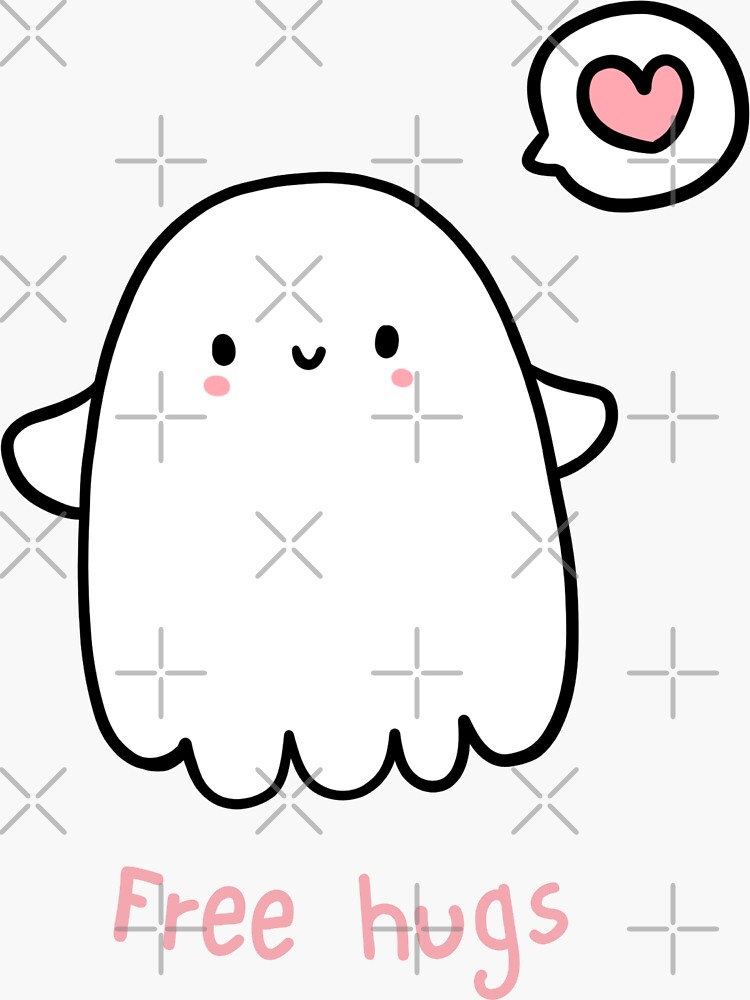 "Free hugs for everyone - cute ghost" Sticker for Sale by Weebera ...