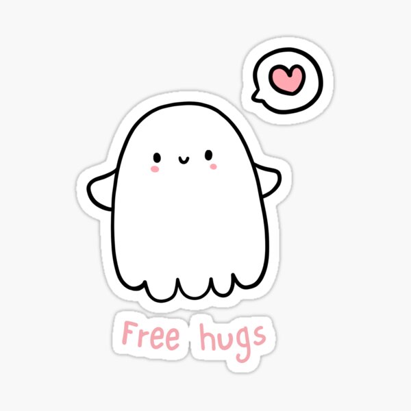 "Free hugs for everyone - cute ghost" Sticker for Sale by Weebera ...
