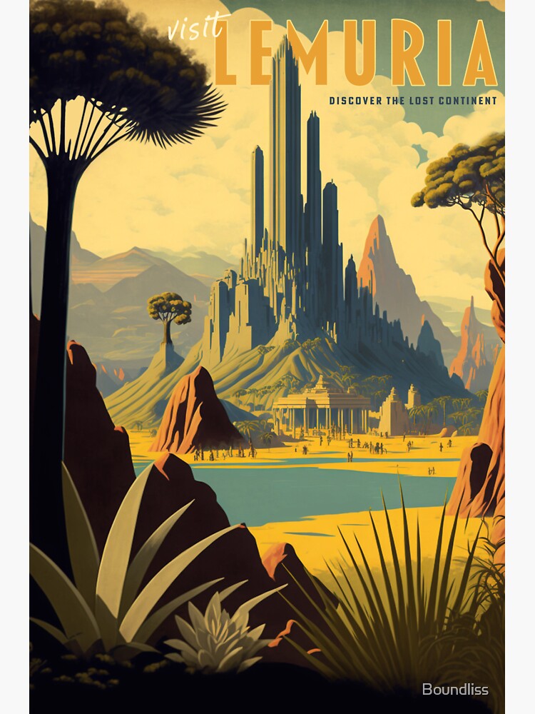 "Lemuria - Vintage Travel Poster" Sticker for Sale by Boundliss | Redbubble