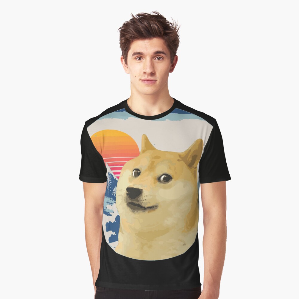 "Doge Meme Much Wow japan mount fuji hokusai SHIBA INU" Sticker for ...