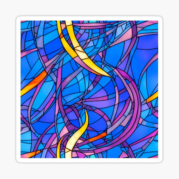 "Stained Glass Design Pattern, Blue and yellow scheme" Sticker for Sale ...