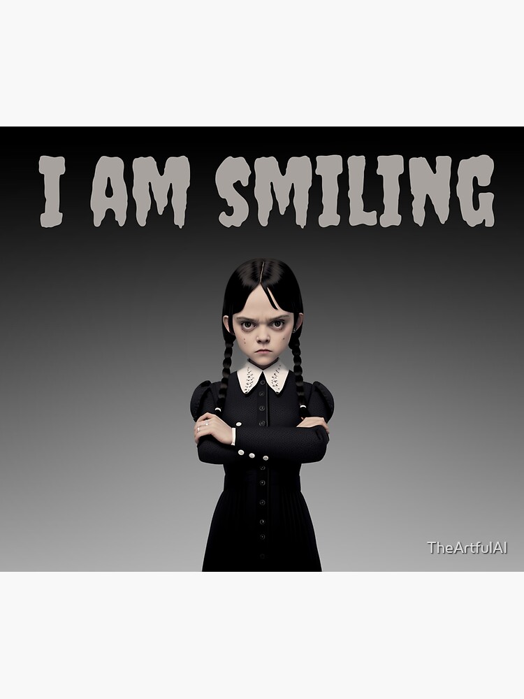 "Wednesday Addams Style - I am smiling" Sticker for Sale by TheArtfulAI ...