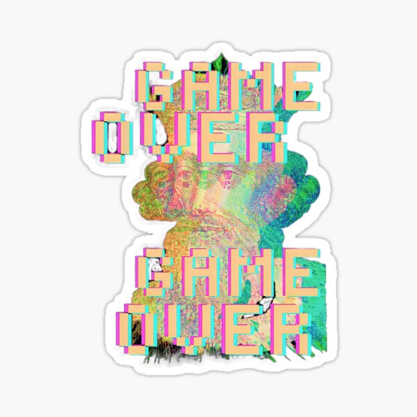 "Game over with multicolored human face." Sticker for Sale by ...