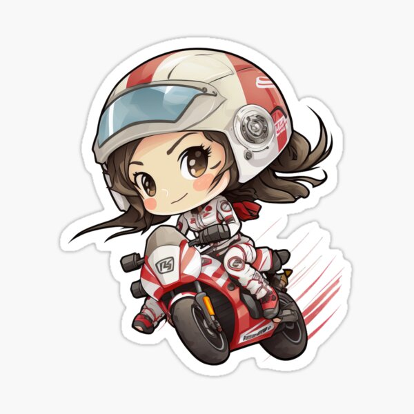 "Chibi Motorcycle Racer Girl" Sticker for Sale by TheChibiStore | Redbubble