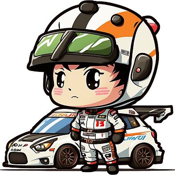 "Chibi Racer Boy and His Car" Sticker for Sale by TheChibiStore | Redbubble