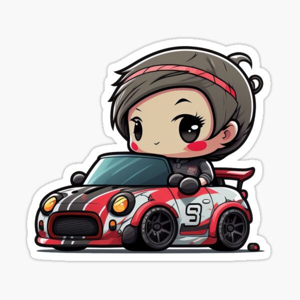 "Chibi Racer Girl and her Ride" Sticker for Sale by TheChibiStore ...