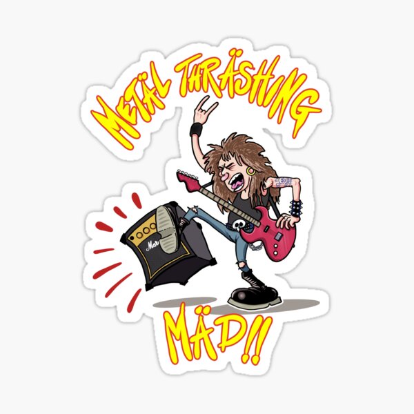 "Metal Thrashing Mad!" Sticker for Sale by dembonesart | Redbubble