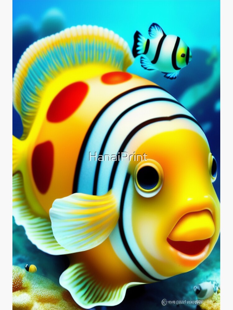 "Friendly Small and Big Fish " Sticker for Sale by HanaiPrint | Redbubble
