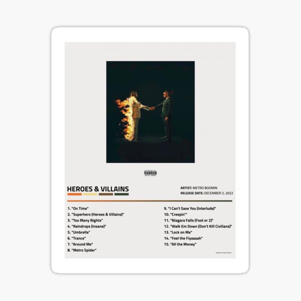 "Metro Boomin, Heroes and Villains, Metro Boomin Album 2" Sticker for ...