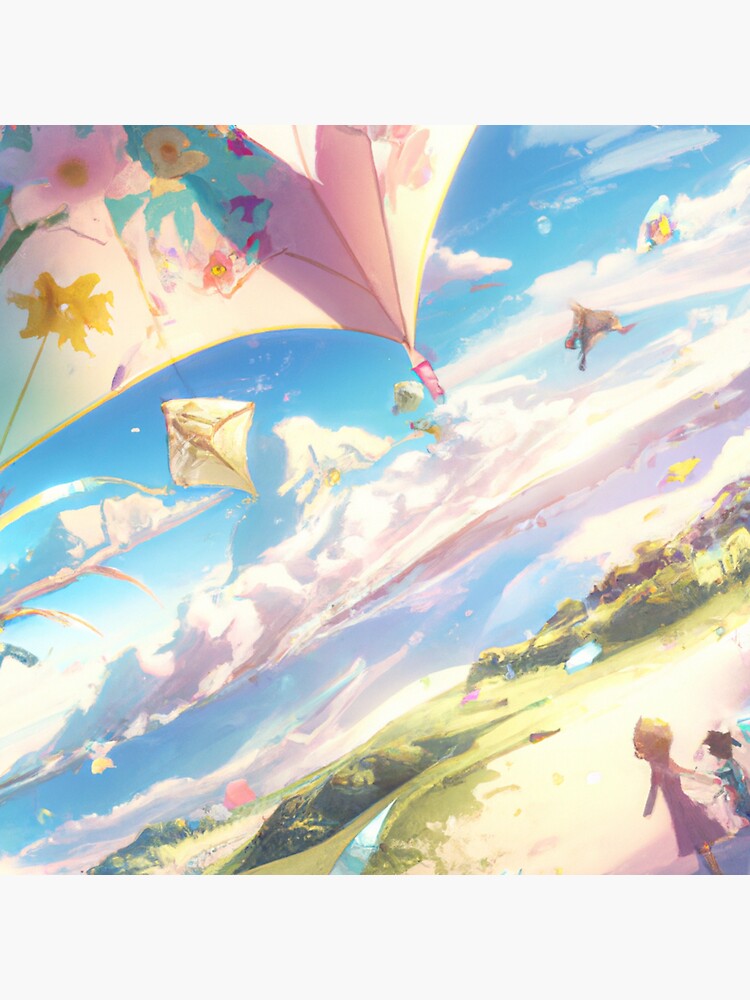 "Morning Kite in Pastel Colors" Sticker for Sale by D3monic | Redbubble