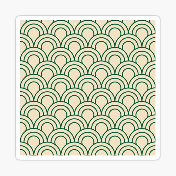 "Japanese Seigaiha Wave Pattern Beige Green Feng Shui" Sticker for Sale ...