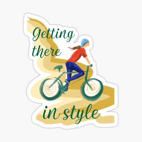 "Girl cyclist riding on bike" Sticker for Sale by Lilly-Rune | Redbubble