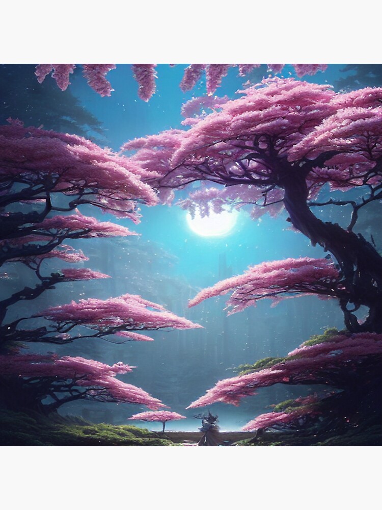"The Enchanted Sakura Forest" Sticker for Sale by D3monic | Redbubble