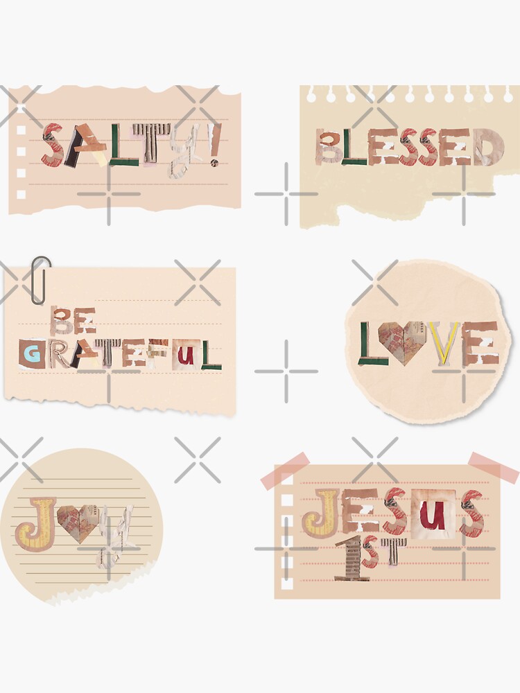 "Christian Believers Mixed Ripped Paper Designs 16" Sticker for Sale by ...