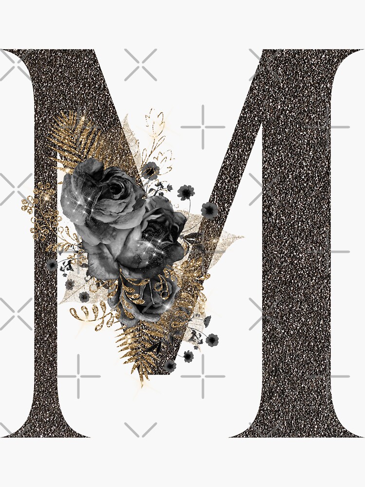 "Rose Gold Floral Monogram M" Sticker for Sale by ModernStyleBoho ...