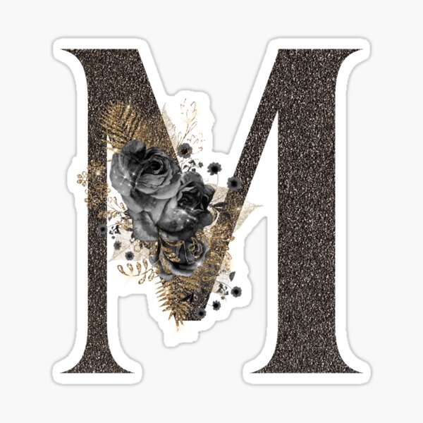 "Rose Gold Floral Monogram M" Sticker for Sale by ModernStyleBoho ...