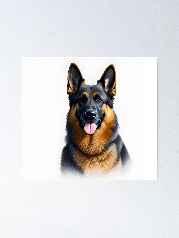 Poster « Berger allemand, dessin au fusain 5, Ai Generated Art », par ...