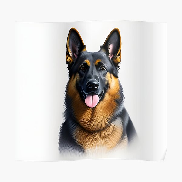 Poster « Berger allemand, dessin au fusain 5, Ai Generated Art », par ...