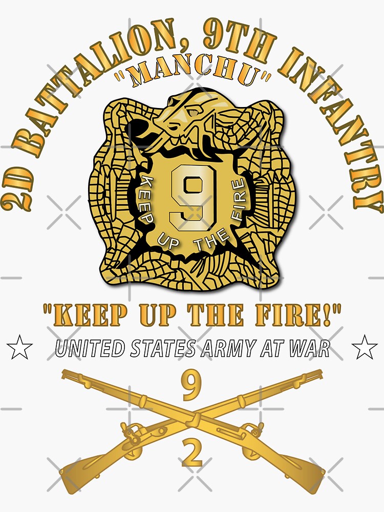 "Army - 2nd Bn 9th Infantry Regiment - Army At War w IN Branch" Sticker ...