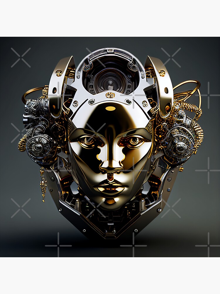 "Metalic Head of a Female AI Robot" Sticker for Sale by LeskeBaba ...