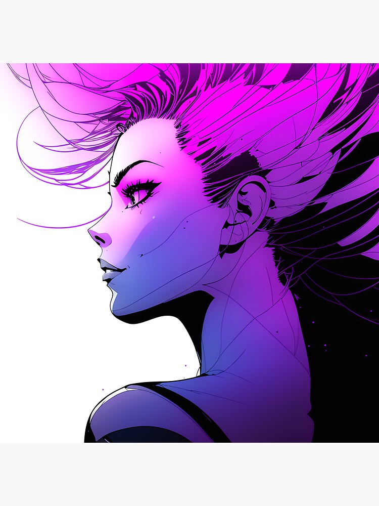 "Gorgeous woman portrait in violet and purple colors, white background ...