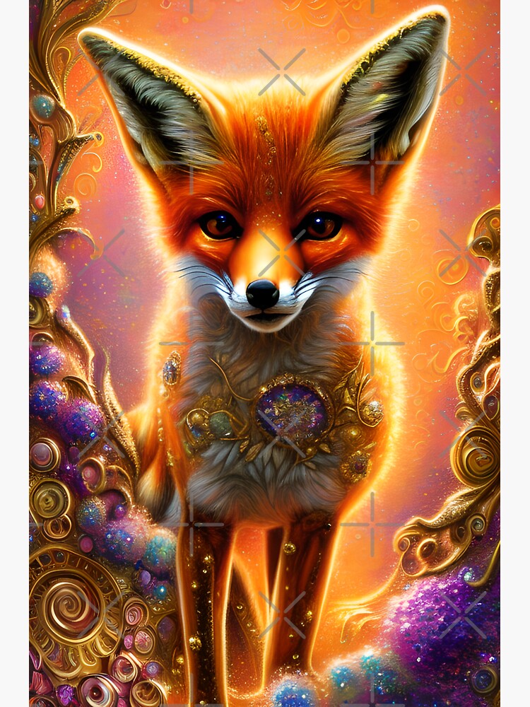 "Fantasy Fox - AI Generated Art | Cute Mystical Baby Fox with Golden ...