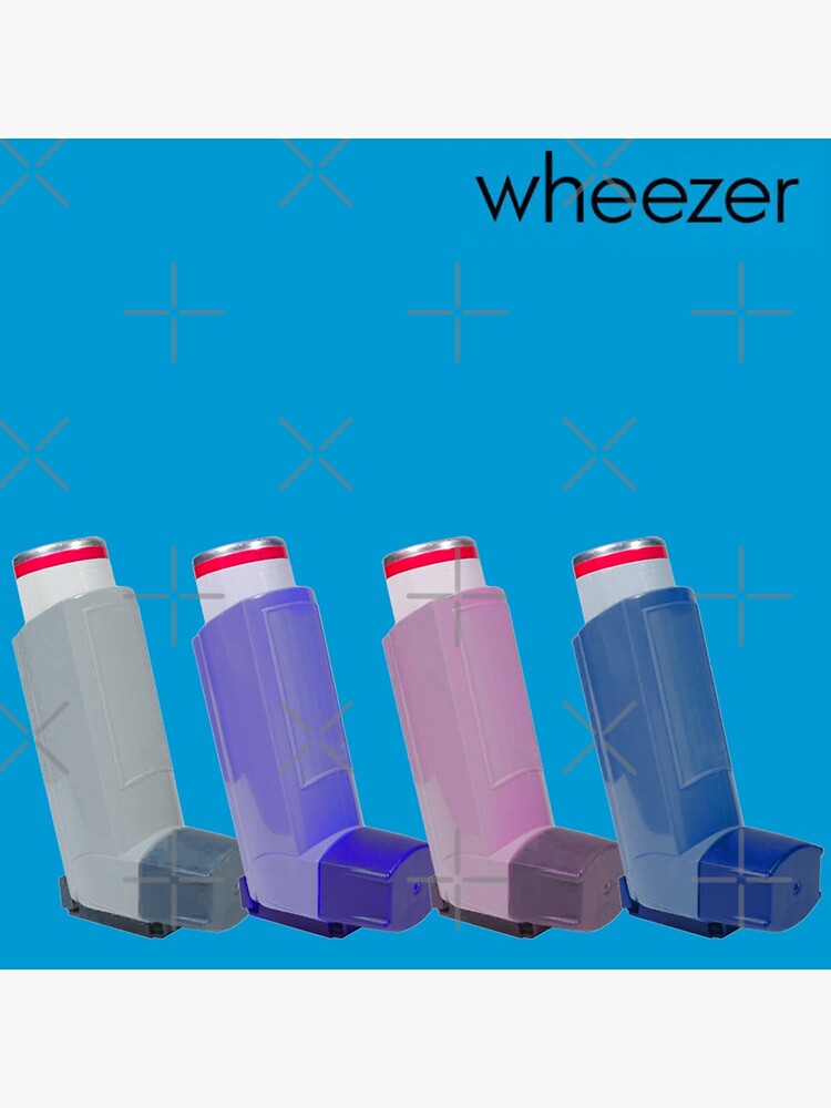 "wheezer inhaler blue album weezer meme" Sticker for Sale by ...
