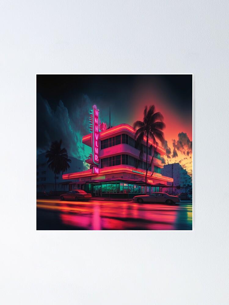 "80s Miami Restaurant" Poster for Sale by AxeWave | Redbubble