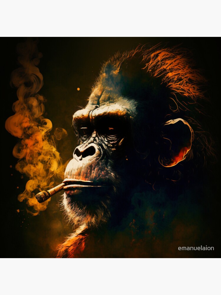 "Smoking Monkey" Sticker for Sale by emanuelaion | Redbubble