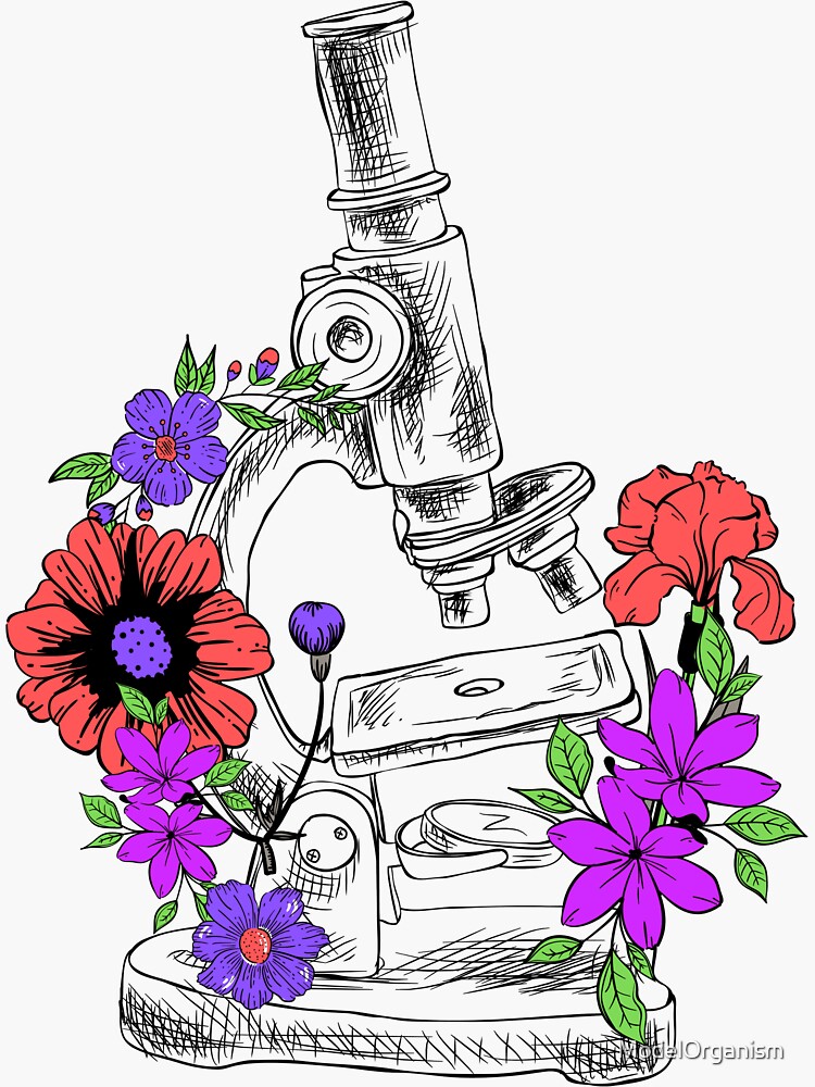 "Microscope Floral Laboratory Equipment (Bright)" Sticker for Sale by ...