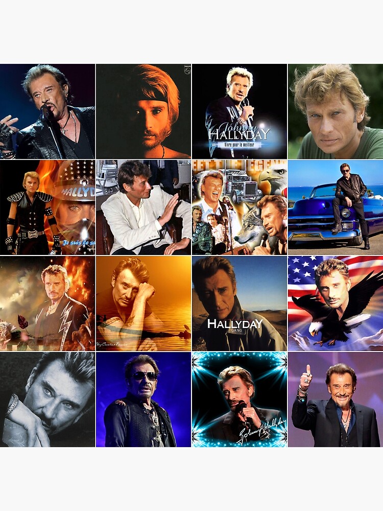 "Johnny Hallyday French singer Creative Square Photo Collage" Poster ...