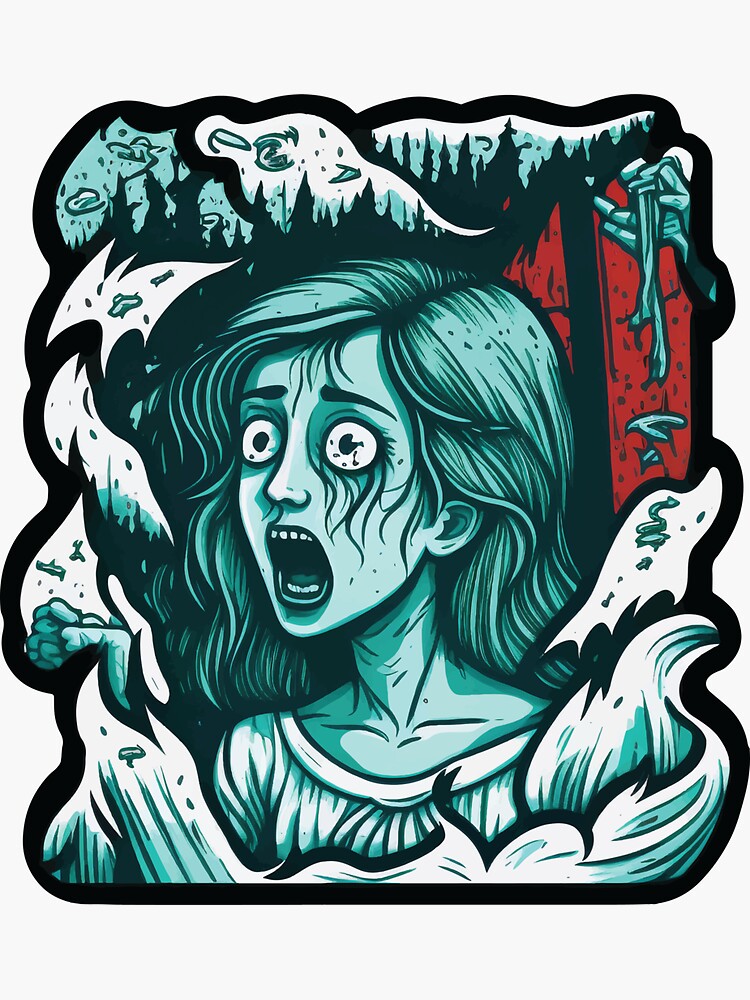 "Scary girl in a terrifying design story " Sticker for Sale by ArTo ...