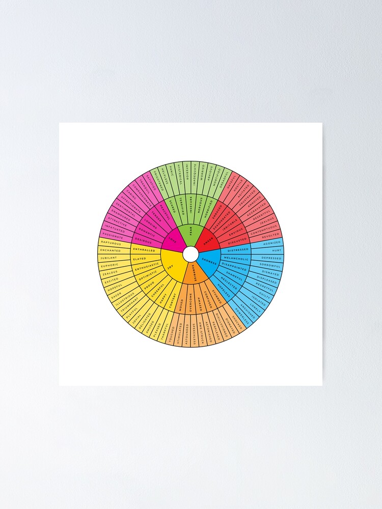 "Wheel of Emotions + Feelings | Rainbow + Black on White | American ...