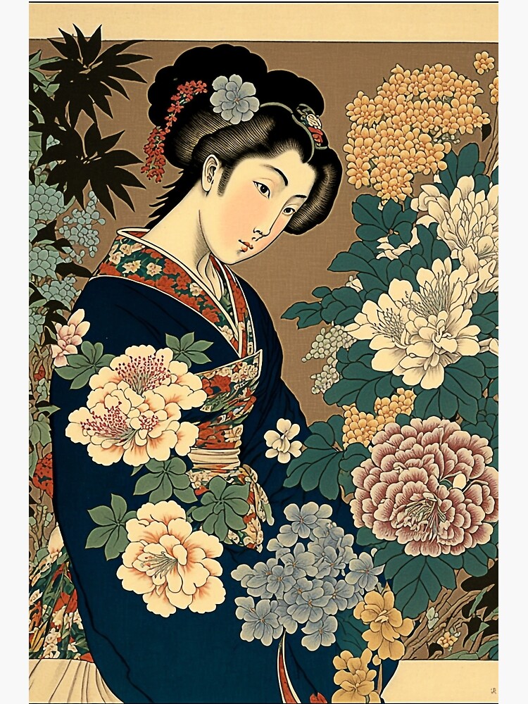 "Ukiyoe Blooms: A Traditional Japanese Woodblock Print of Flowers in the Ukiyoe Style." Art ...