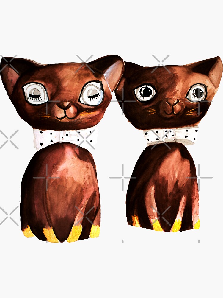"Kitschy winking kitties" Sticker for Sale by Kellykubellyboo | Redbubble