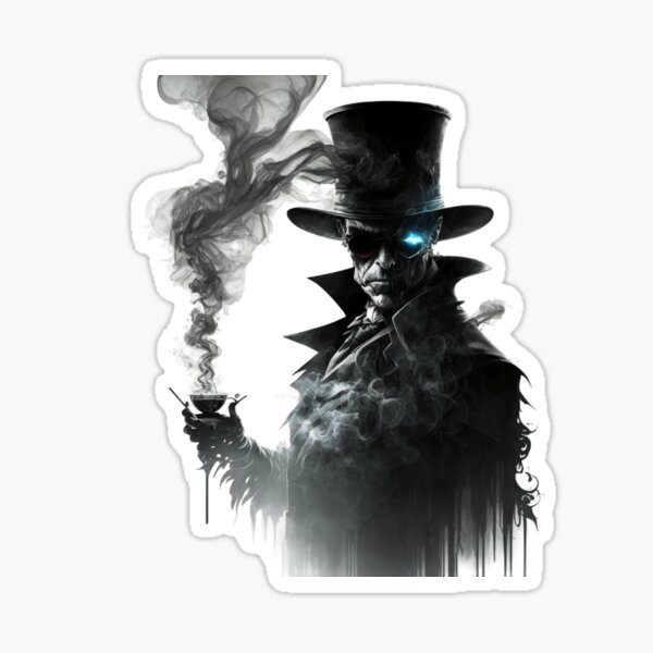 "Evil gothic horror figure of shadow and smoke wearing" Sticker for ...