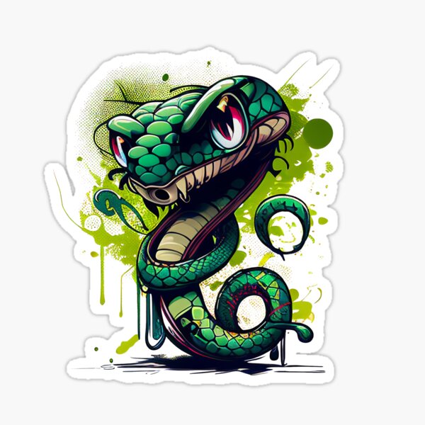 "cartoon cool Snake graffiti design illustration" Sticker for Sale by ...