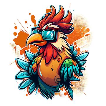 "cartoon cool Chicken graffiti design illustration" Sticker for Sale by ...