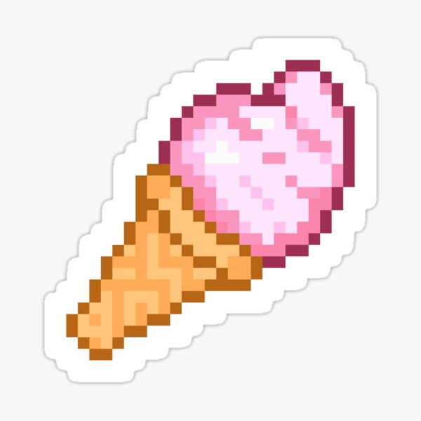 "Strawberry Ice Cream Cone Pixel Art" Sticker for Sale by myserval ...