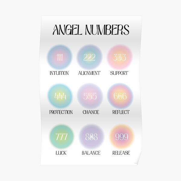 "Angel Numbers Chart Colorful Aura" Poster for Sale by mystikwhale ...