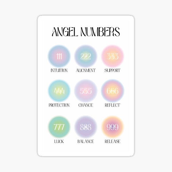 "Angel Numbers Chart Colorful Aura" Sticker for Sale by mystikwhale ...